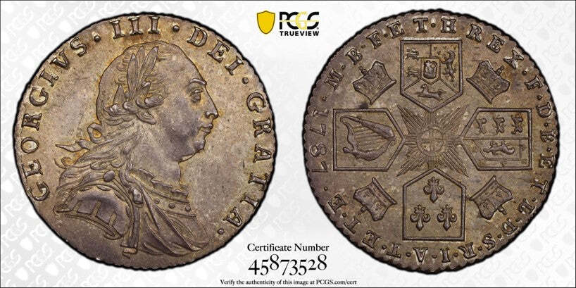 Great Britain GEORGE III 1787 6D PCGS MS 63+ S-3749 Hearts | MA-Shops