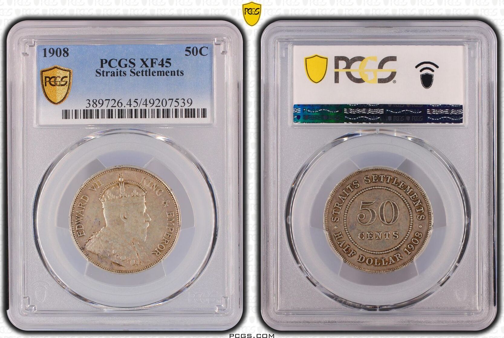 Straits Settlements 50C 1908 XF45 | MA-Shops