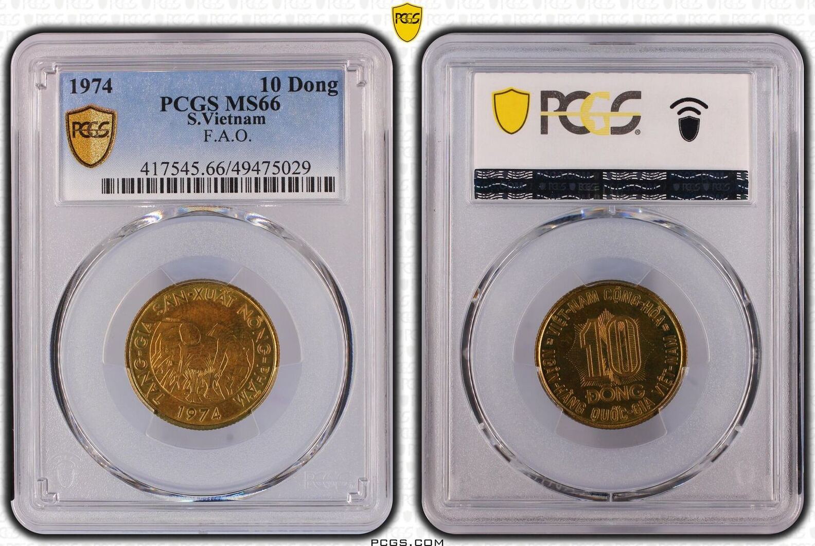 S.Vietnam 10 Dong 1974 F.A.O. Variety PCGS MS66 | MA-Shops