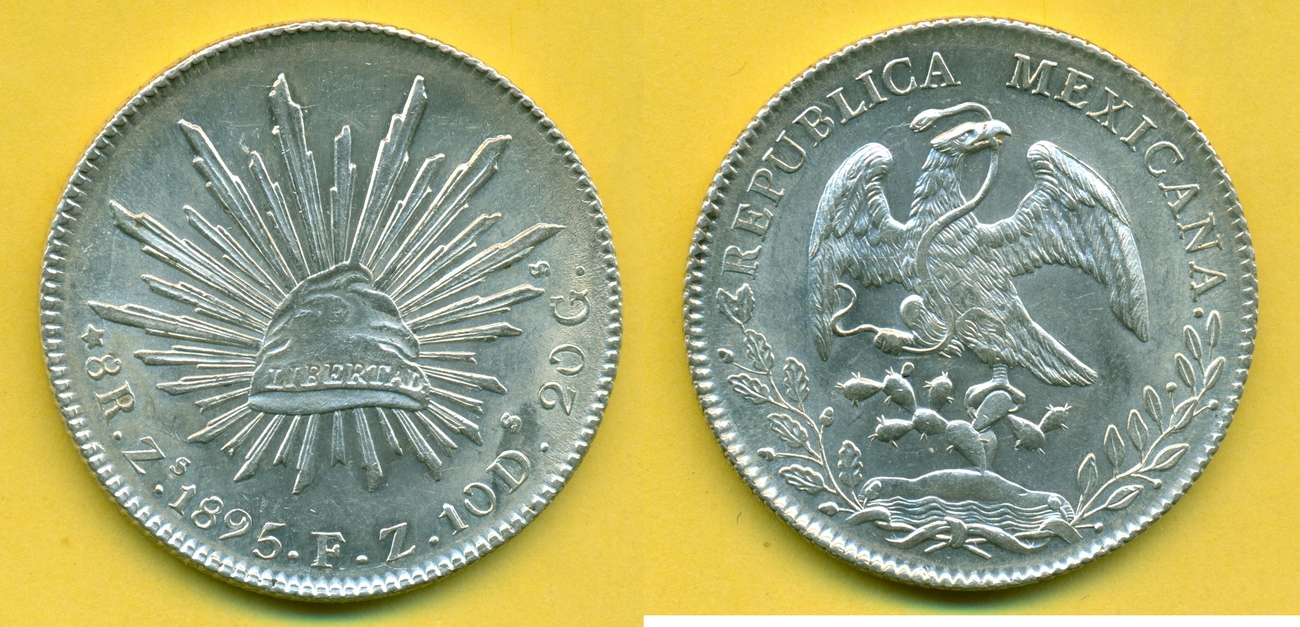 Mexiko, Zacatecas 8 Reales 1895 Zs FZ AU | MA-Shops