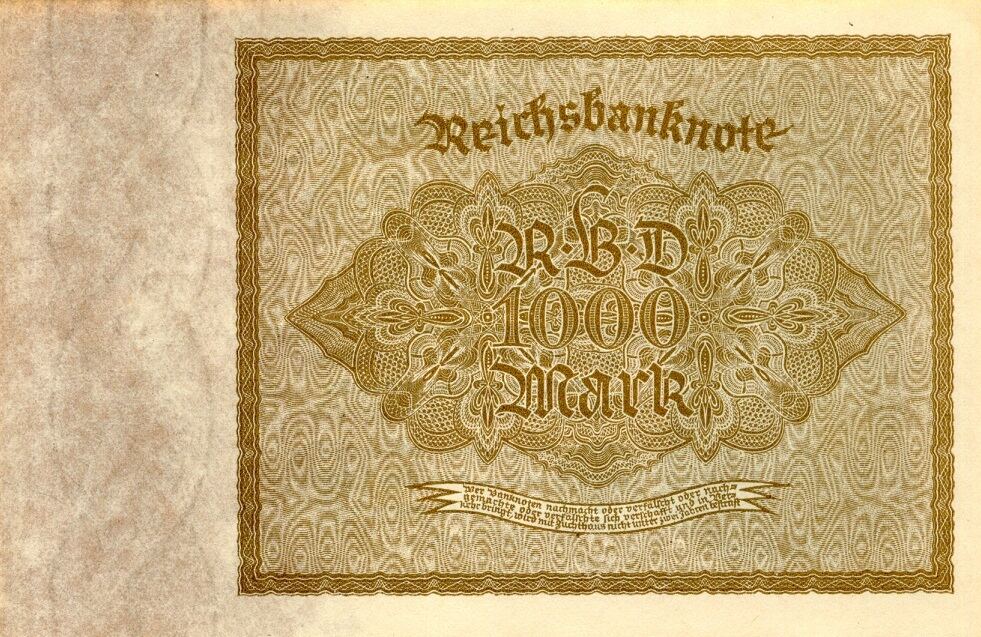 Deutsches Reich Eintausend / 1000 Mark 1922 I | MA-Shops