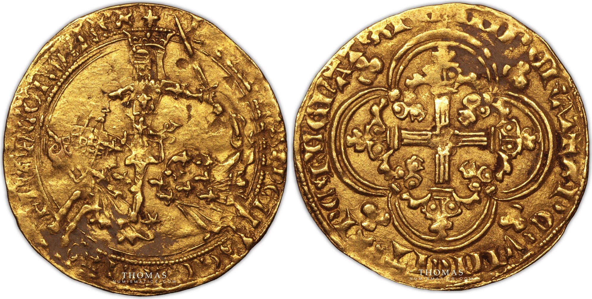 03/09/1364 Coin - France Charles V Gold Franc à cheval or - EF VF | MA ...