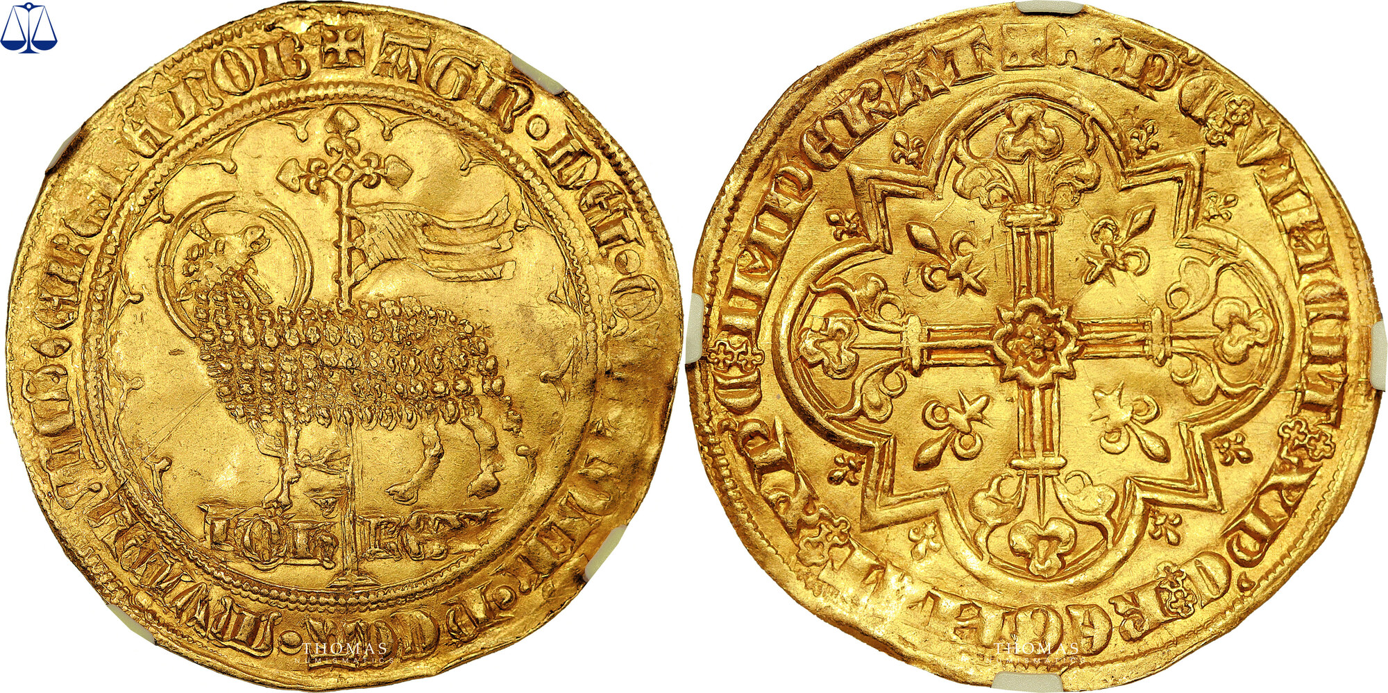 17/01/1355 Coin France - Jean II le Bon - Gold Mouton d'or - NGC MS 61 ...