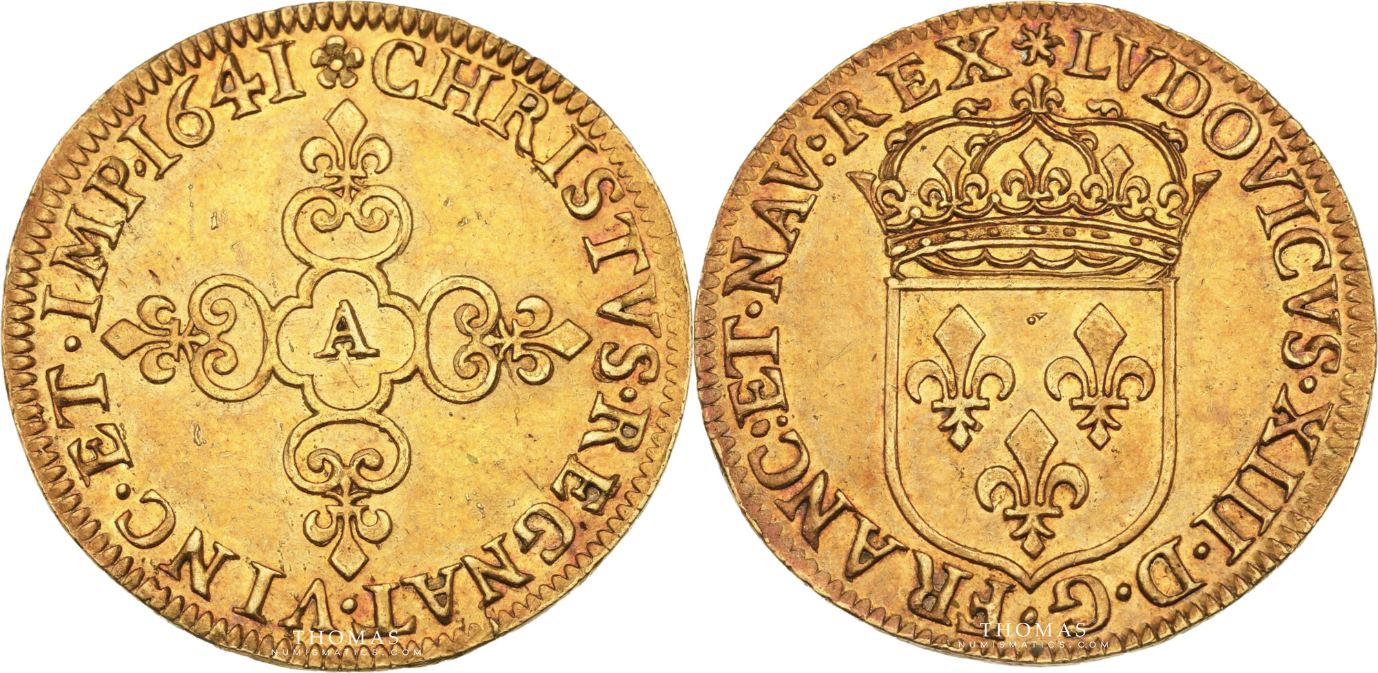 Coin France - Louis XIII - Gold Écu d'or au soleil - 1641 A Paris ...