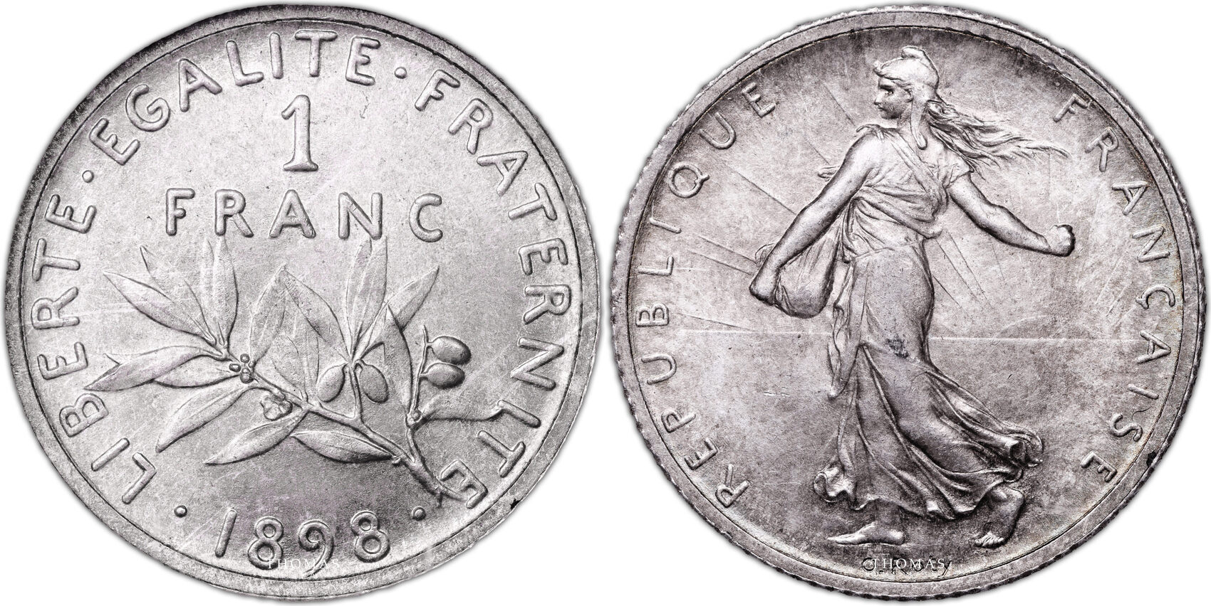 Coin - France - 1 Franc Semeuse - 1898 - MS 66 National Numismatic Certification FDC / MS 66 ...