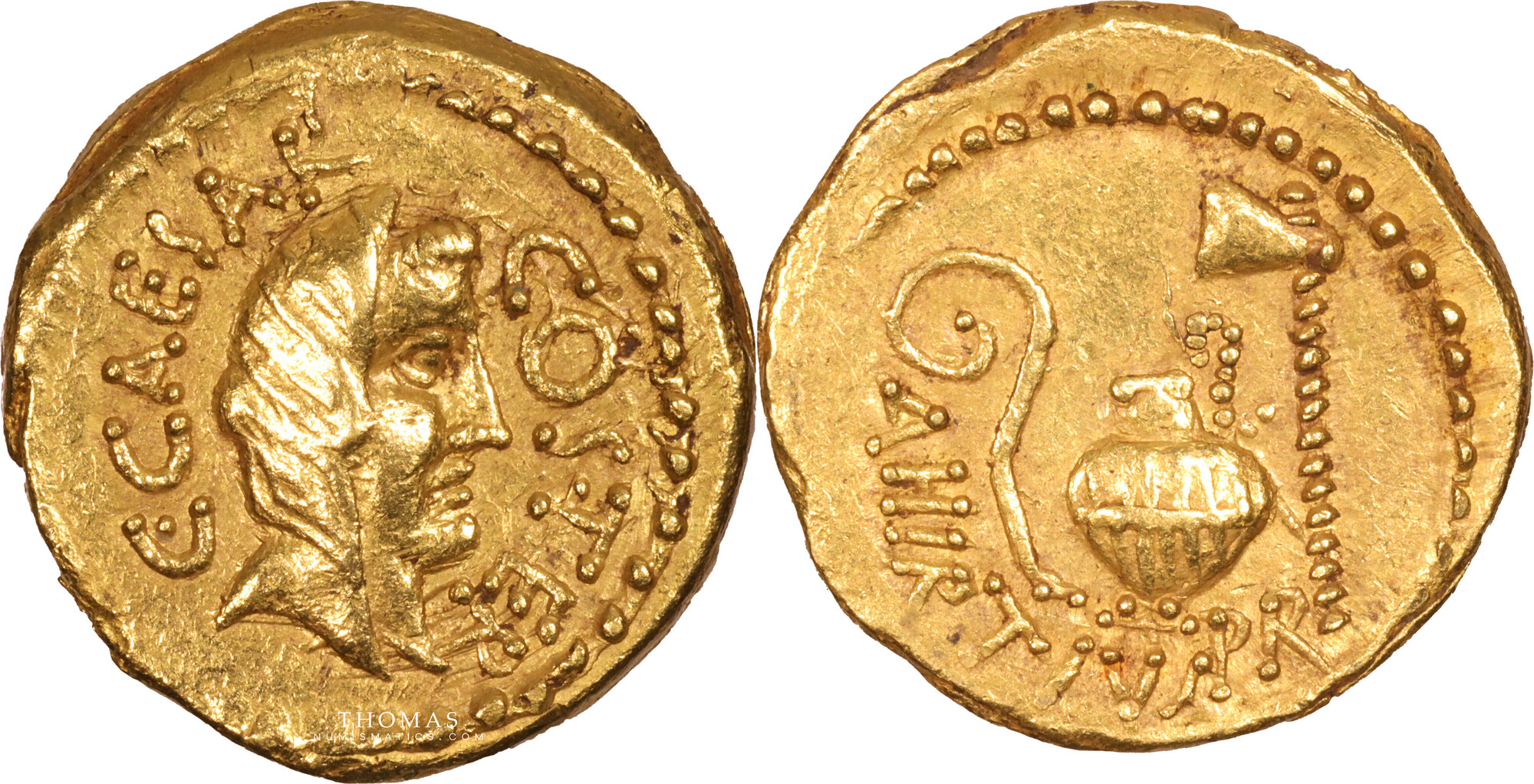 46 BC Roman coin - Julius Caesar- Gold Aureus - Roma EF | MA-Shops