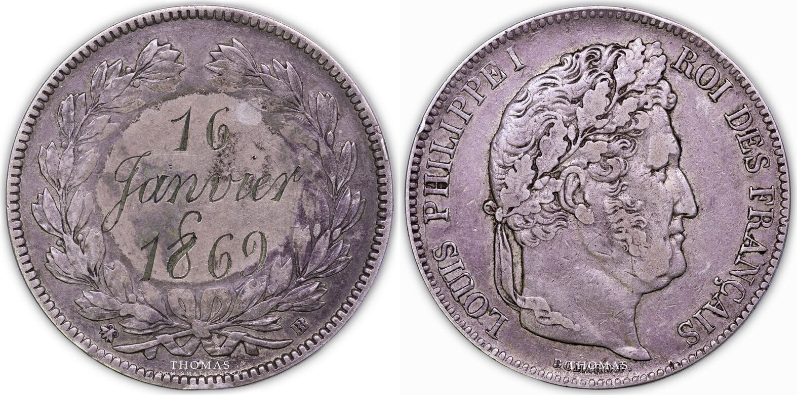 France Louis Philippe I Medal - Louis Philippe 1 - 5 Francs - 1869 BB ...