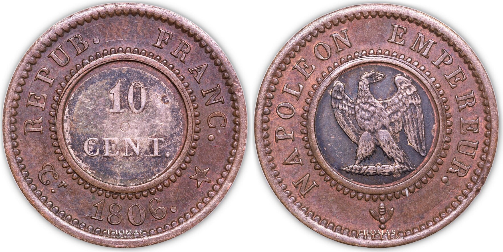 Essai Coin - France Napoleon Ier - pattern 10 centimes bimetallic ...