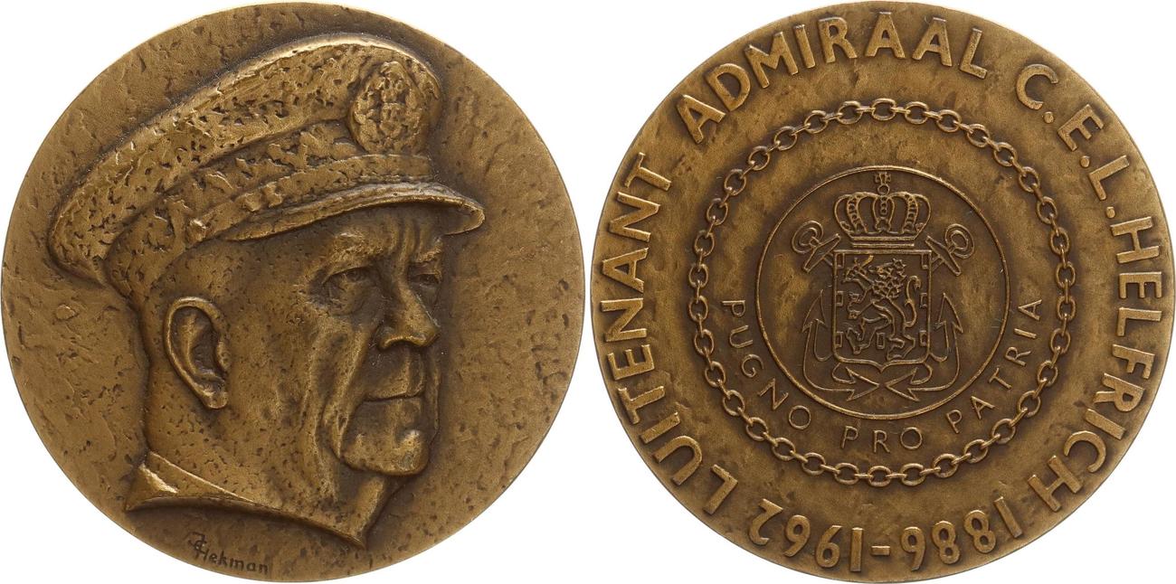 Niederlande - 1962 Messingmedaille v. Joop Hekman a.d. Tod d. Luitenant ...