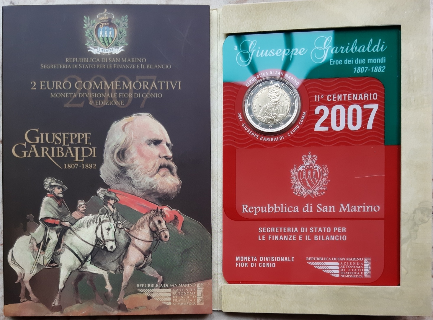 San Marino 2 Euro 2007 - Giuseppe Garibaldi, 1807-1882 BU | MA-Shops