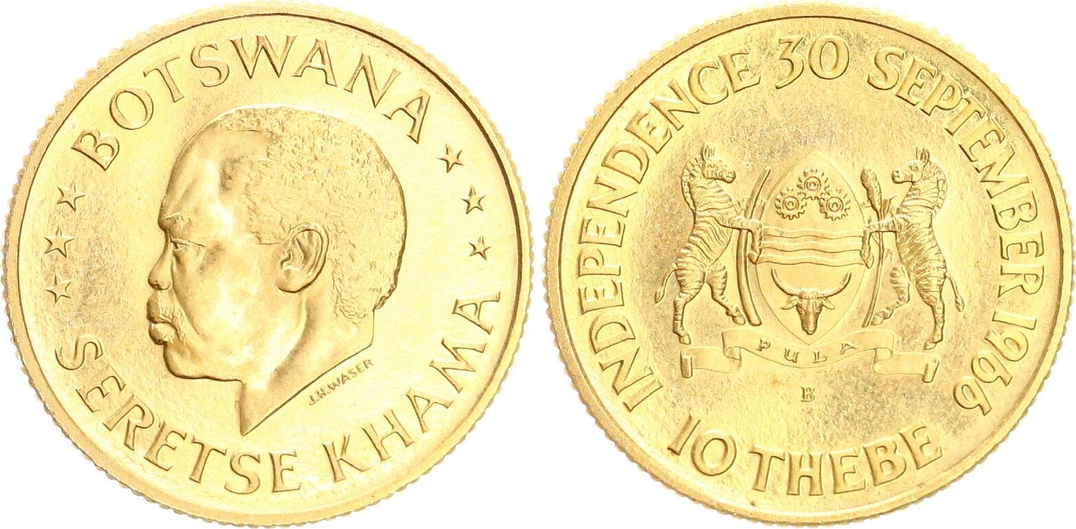 Botswana 10 Thebe 1966 B - Seretse Khama. Unabhängigkeit 30. September ...