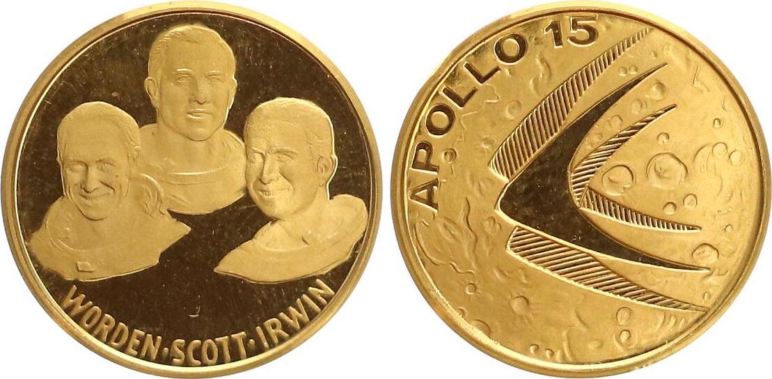 USA - Deutschland Goldmedaille o.J. (1971) - Apollo 15, vierte bemannte ...