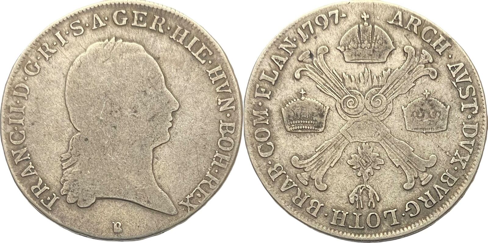 Austrian Netherlands 1 KRONENTALER B 1797 Franz II. Kremnica FIDE ET LEGE VF- | MA-Shops