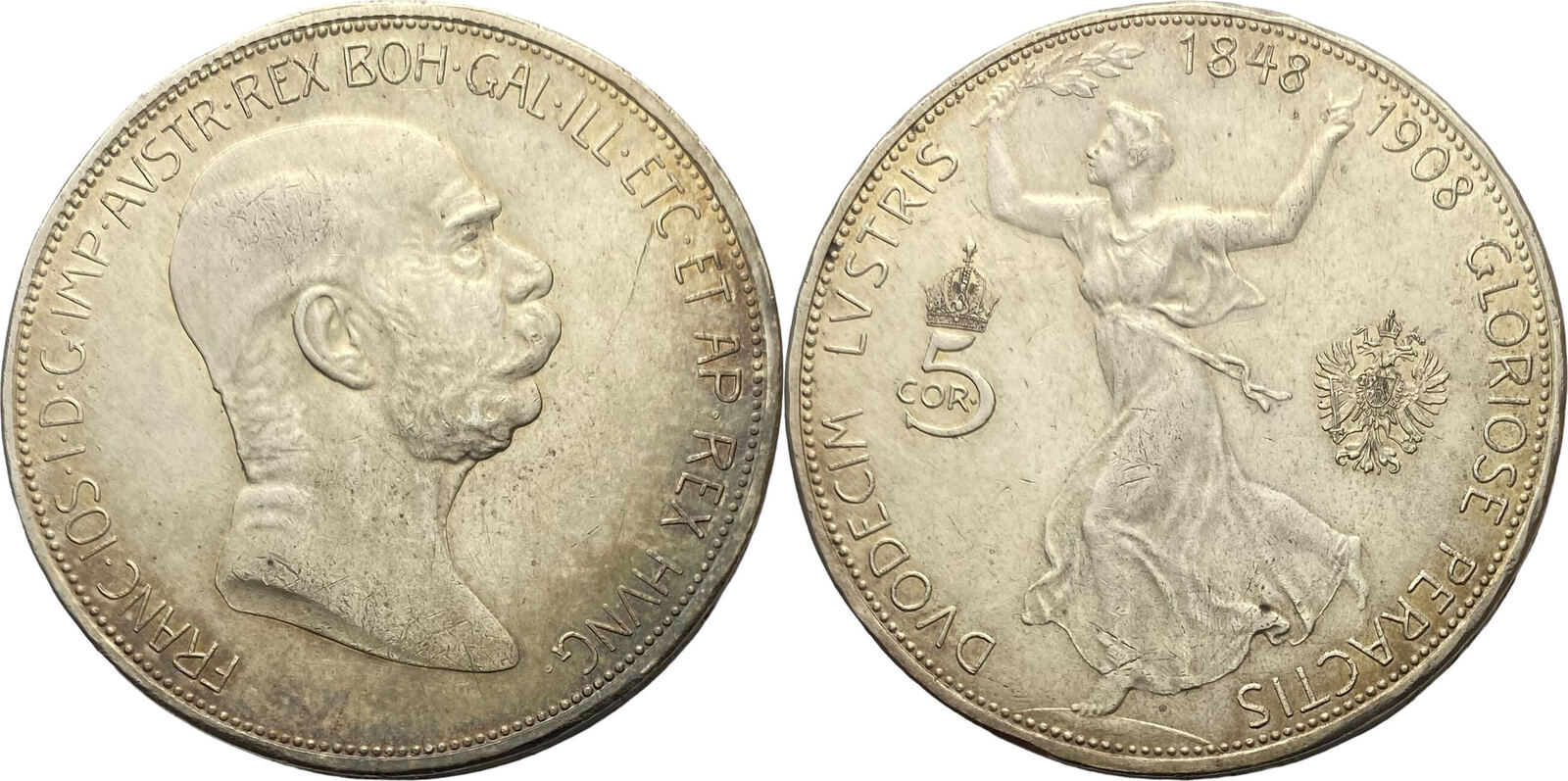 Österreich-Ungarn 5 Corona 1908 60th Anniversary vof the Franz Joseph I ...
