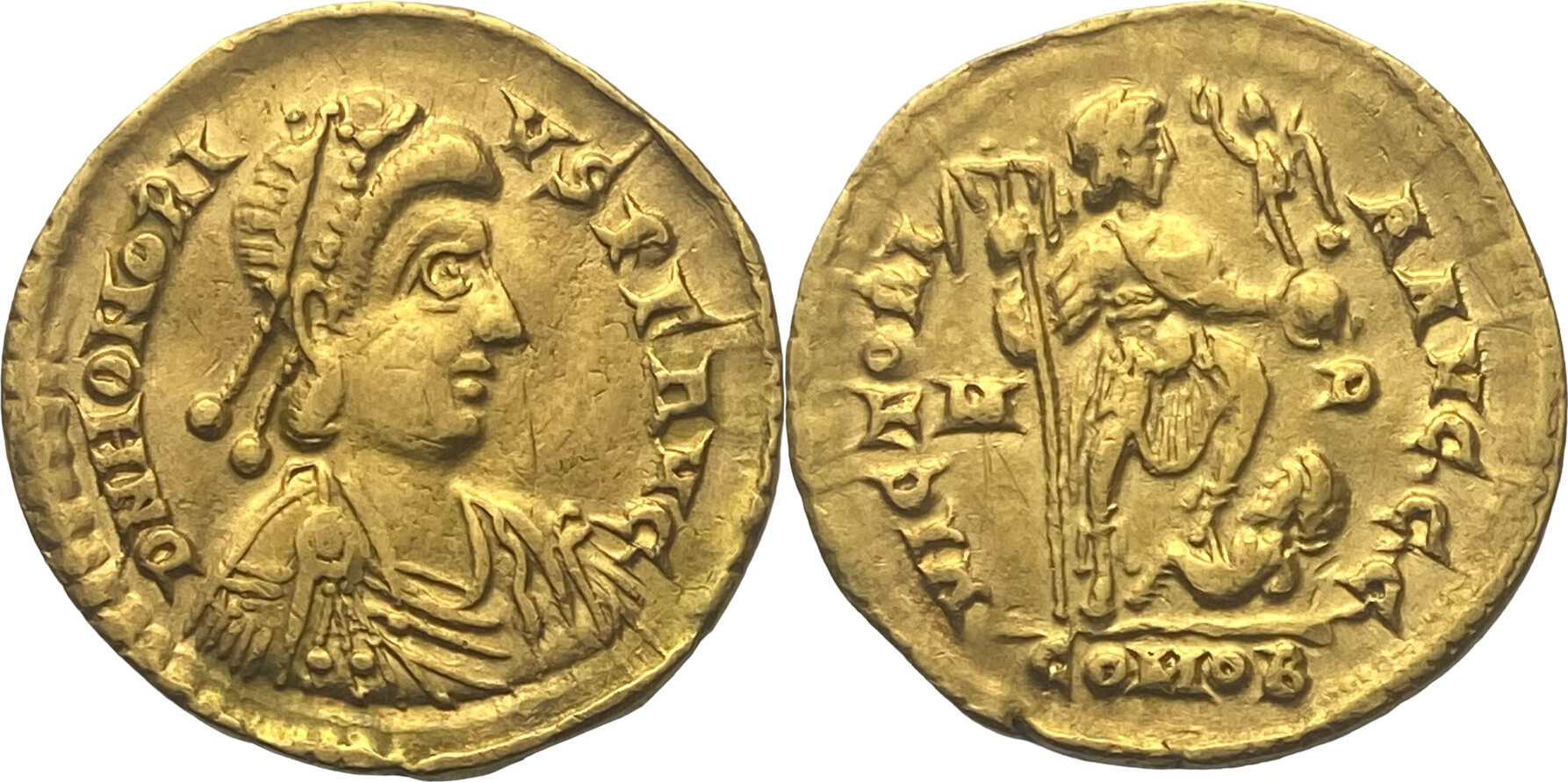 Western Roman Empire 1 SOLIDUS M D 393-423 HONORIUS Constantinopol ...