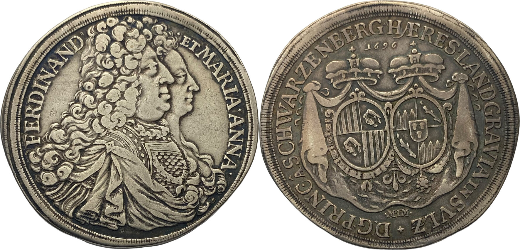 GERMAN states 1 Thaler MIM 1696 Principality of Schwarzenberg Kremnica ...