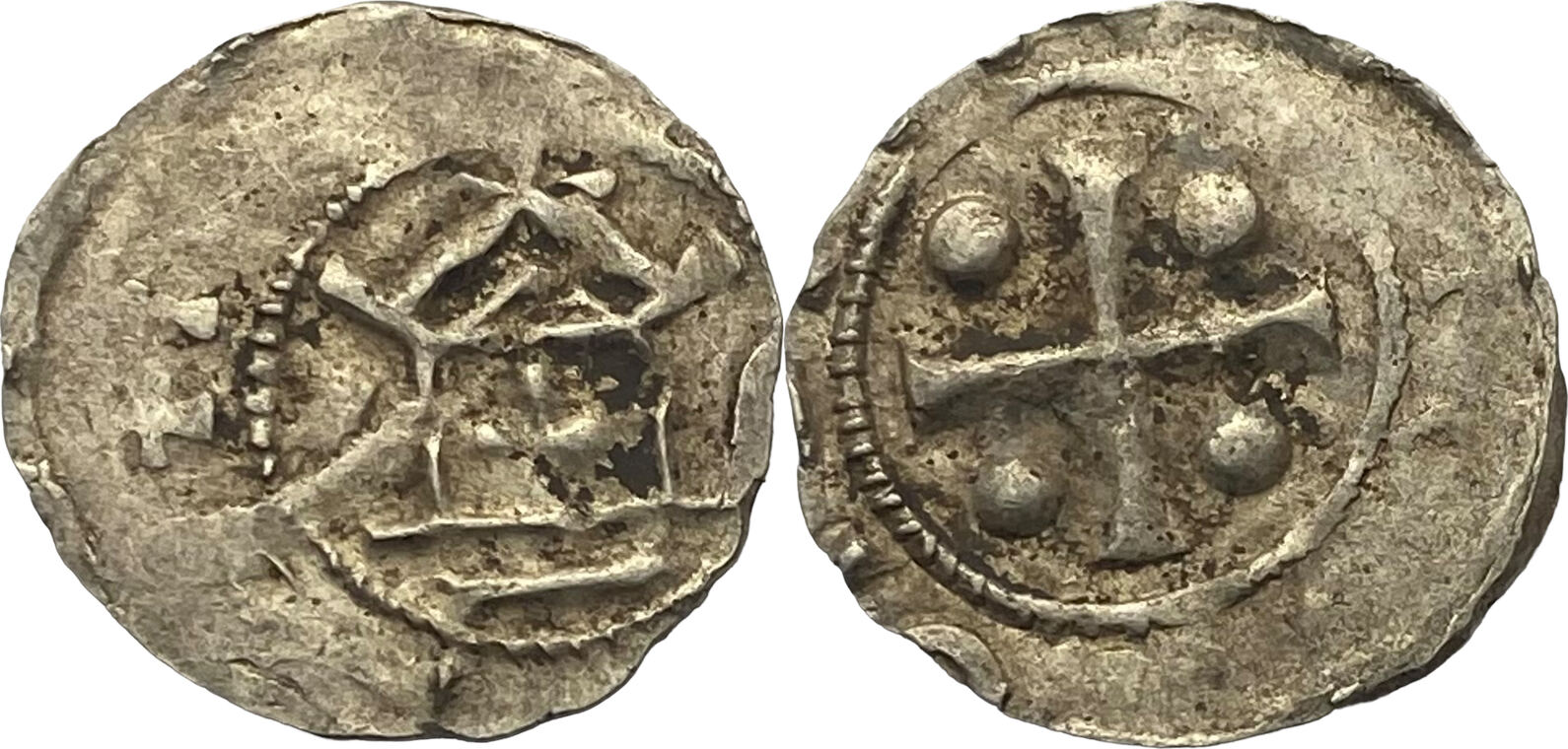 Holy Roman Empire 1 Denar 970? OTTO II.-III. mint SPEYER cross with ...