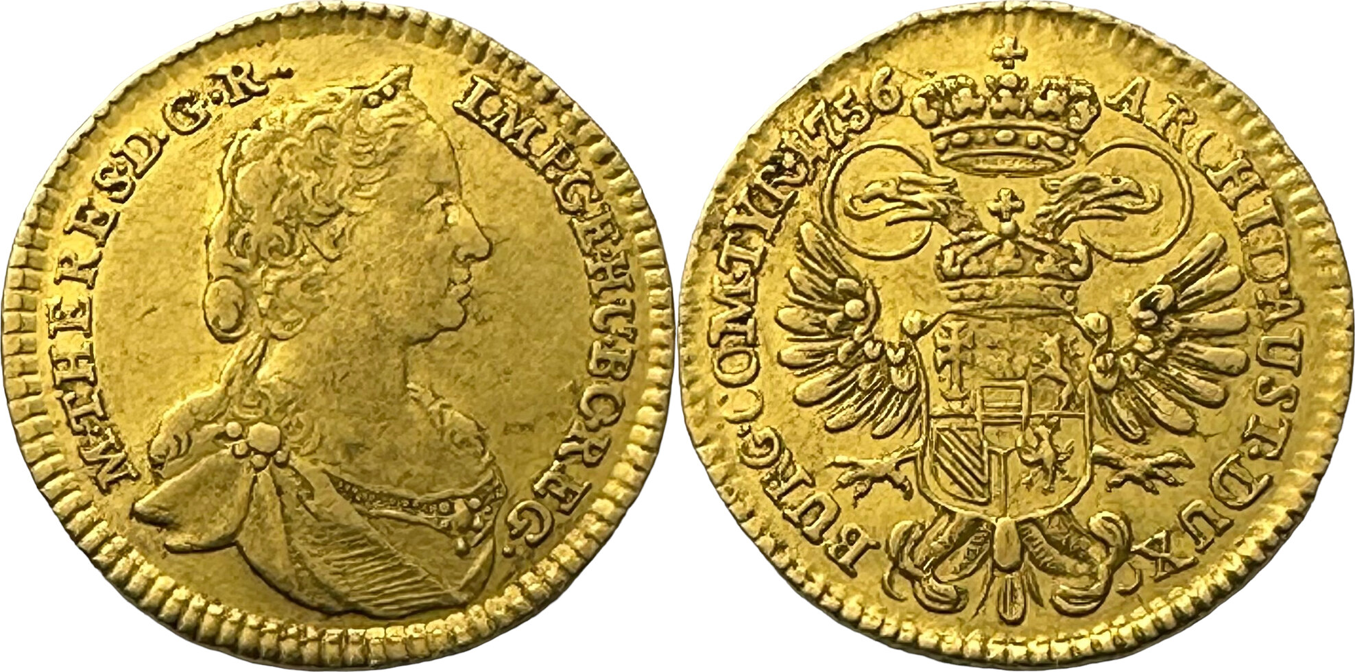 Österreich Kaiserreich 1 DUCAT 1756 Maria Theresia mint Vienna XF/XF ...