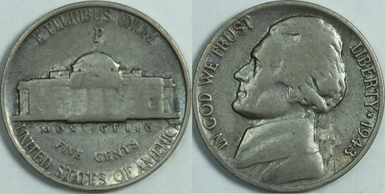 USA 5 Cent 1943 P VF MA Shops USA 5 Cent 1943 P VF MA Shops
