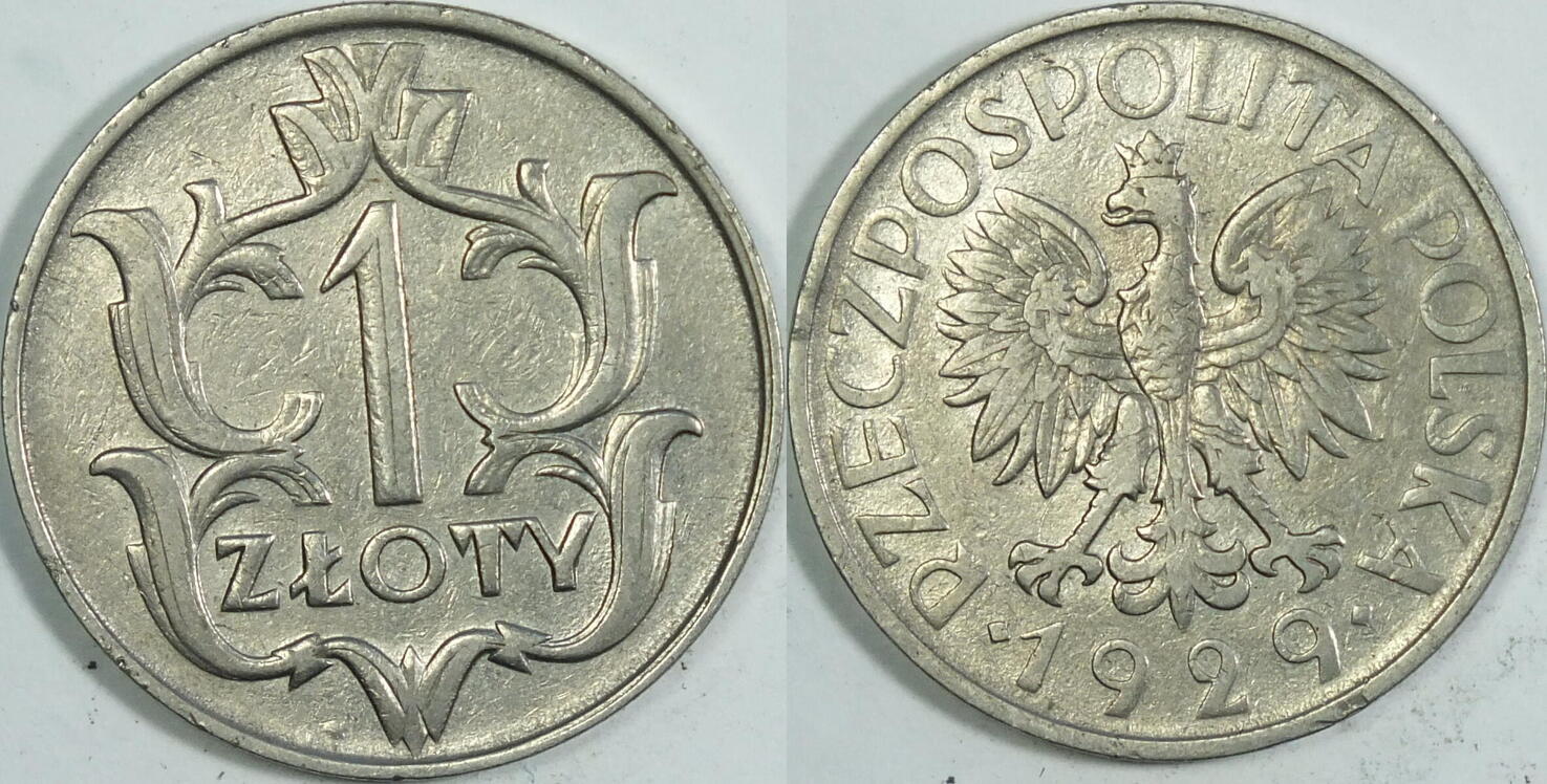 Polen 1 Zloty 1929 VF | MA-Shops