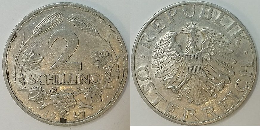 Österreich 2 Schilling 1947 VF | MA-Shops