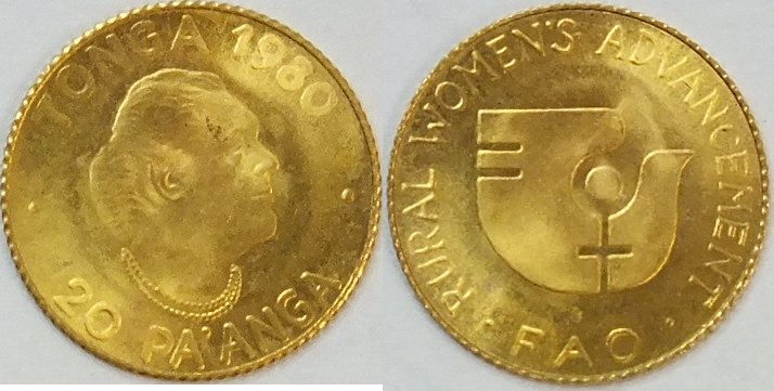 Tonga 20 Paanga Gold 1980 Auflage 7500 Stück BU (MS65-70) | MA-Shops