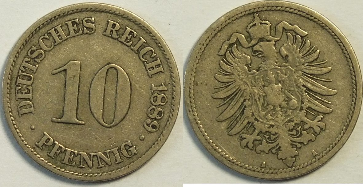 Kaiserreich Deutsches Reich 10 Pfennig 1889 A F | MA-Shops