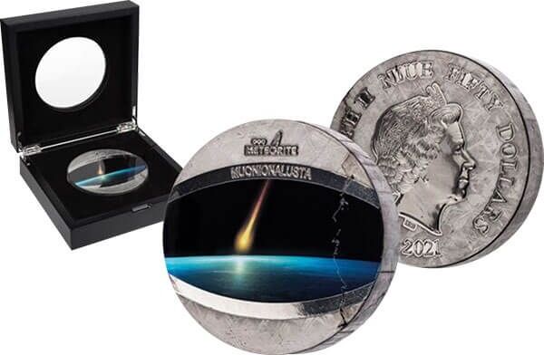 50 dollars Muonionalusta Meteorite 1 kilo UNC Pure Meteorite Coin 50 ...
