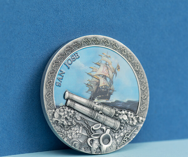5 Dollars San Jose Grand Shipwrecks in a History 2 oz Antique finish ...