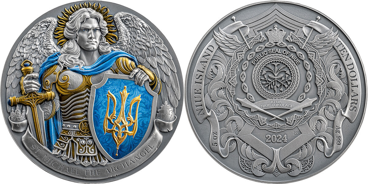 Niue 10 dollars 2024 St. Michael: The Patron of Kyiv 5 oz Silver Coin ...
