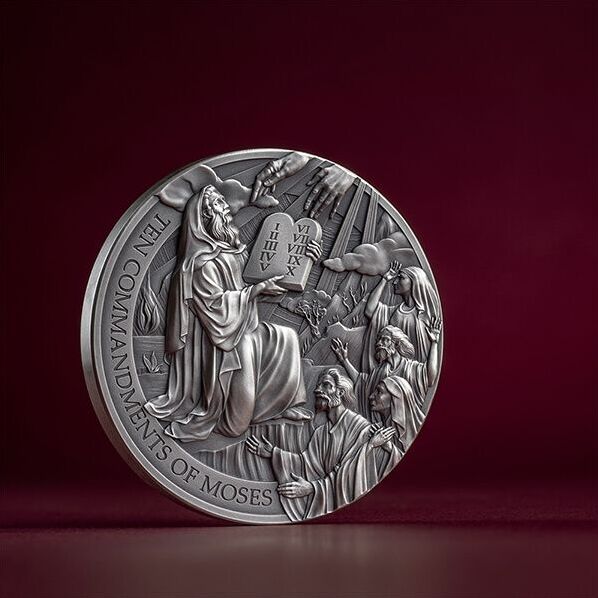 The Ten Commandments of Moses Bible Stories 2 oz Antique finish Silver ...