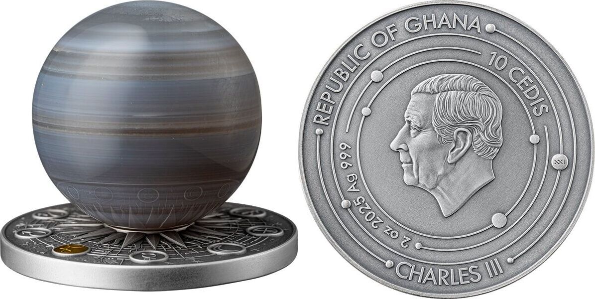 Venus Solar System 2 oz Antique finish Silver Coin 10 Cedis Republic of ...