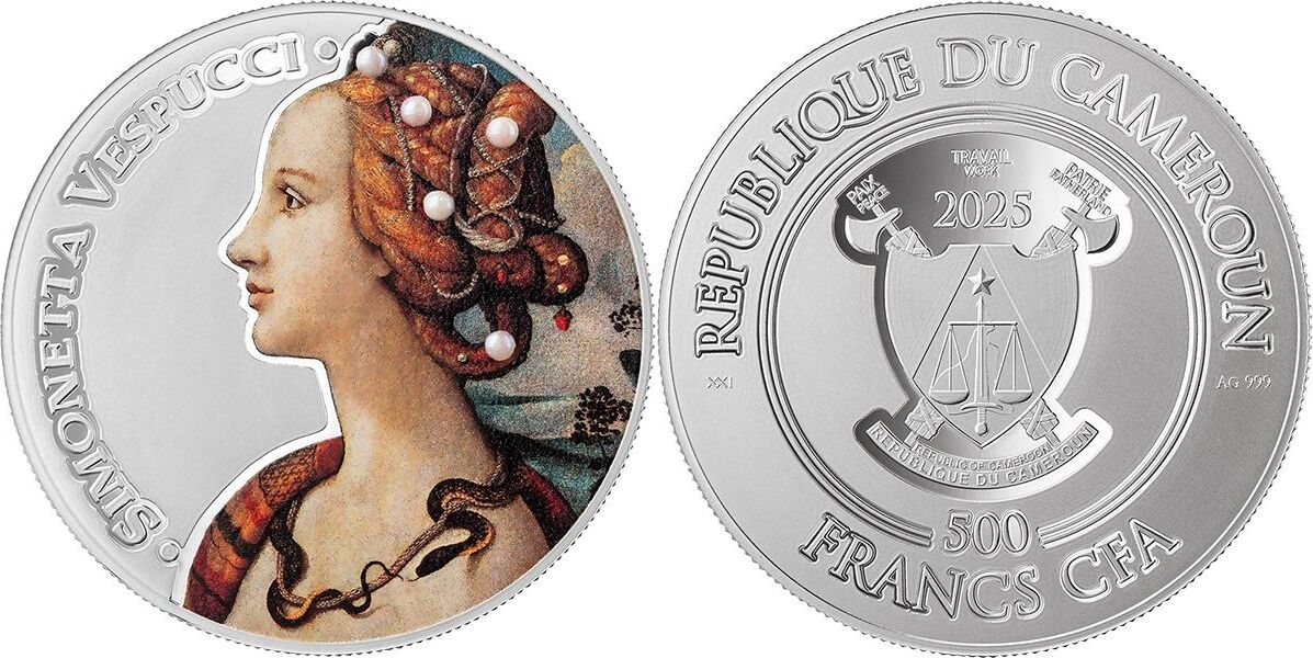 Simonetta Vespucci Timeless Beauty 1/2 oz Proof Silver Coin 500 Francs ...