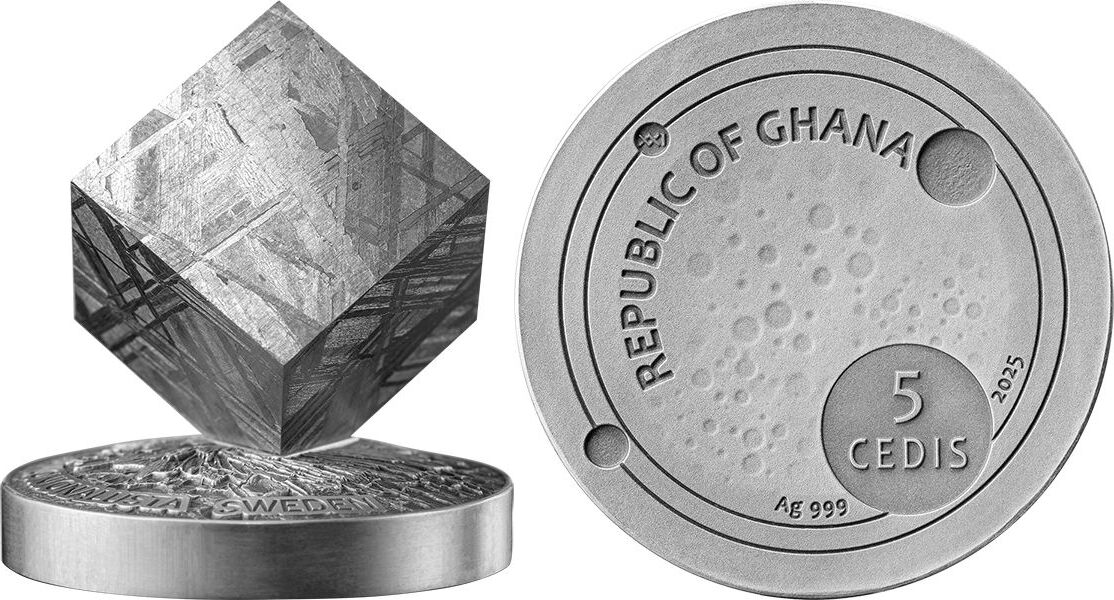Space Cube | Muonionalusta Cube Coin 2 oz Antique finish Coin 5 Cedis ...