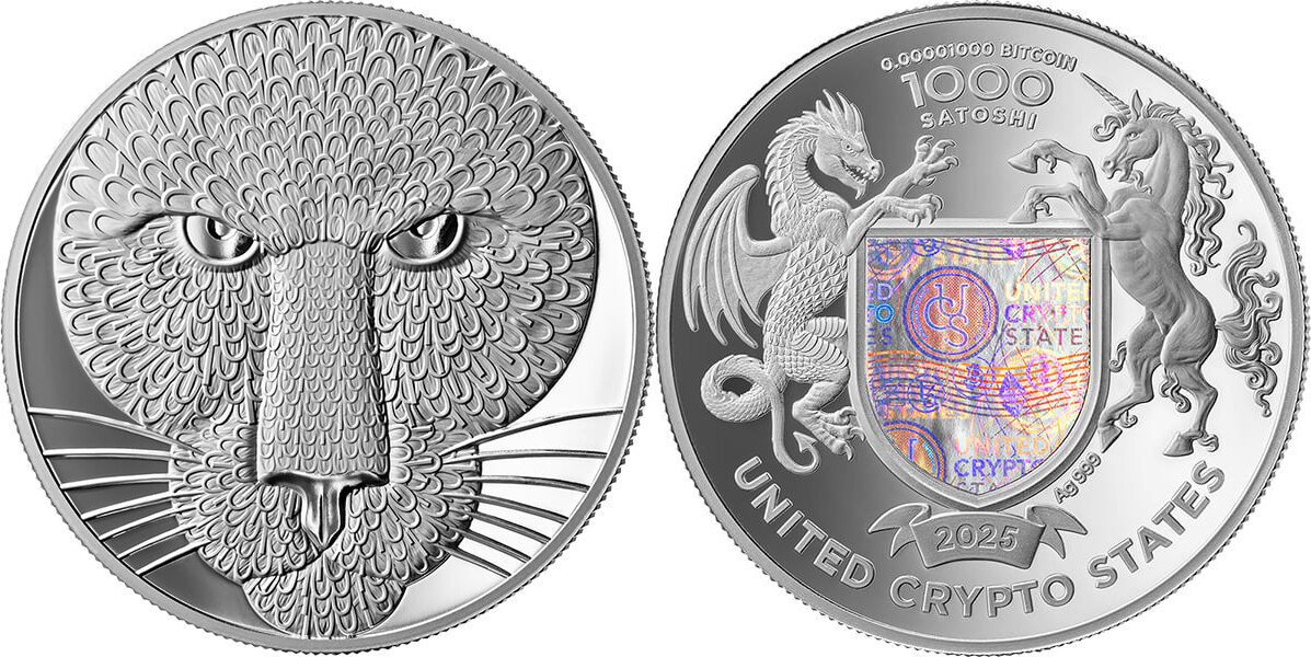 United Crypto States 1000 satoshi 2025 Puma Binary World 1 oz Proof ...