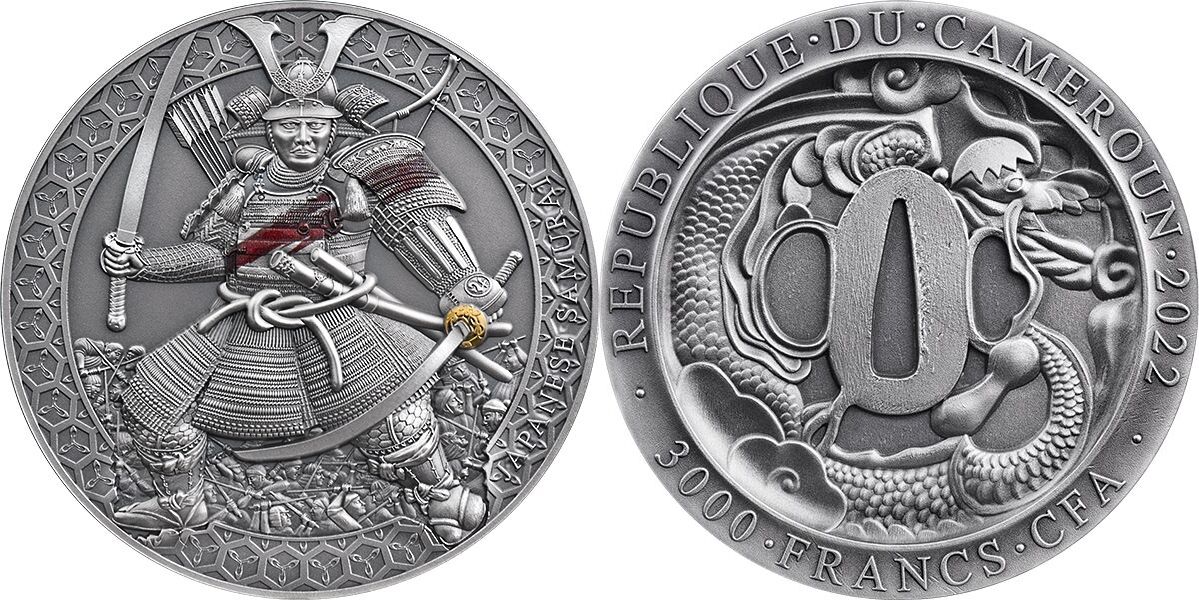 Cameroon 2022 Japanese Samurai Legendary Warriors 3 oz Antique finish ...