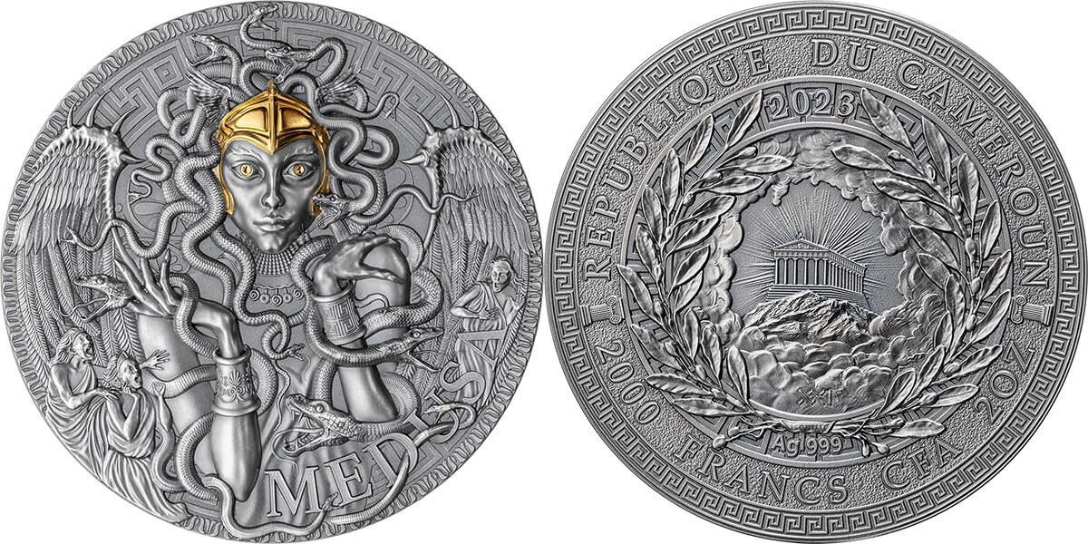 Cameroon 2023 Medusa The Great Greek Mythology 2 oz Antique finish ...