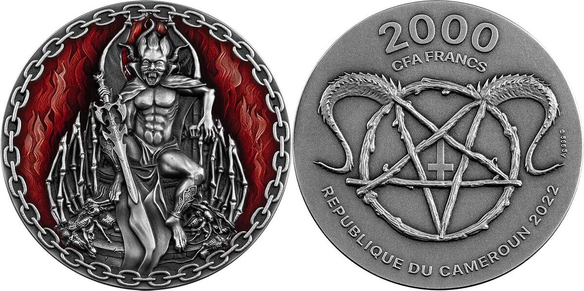 Mephistopheles Devils and Demons 2 oz Antique finish Silver Coin 2000 ...