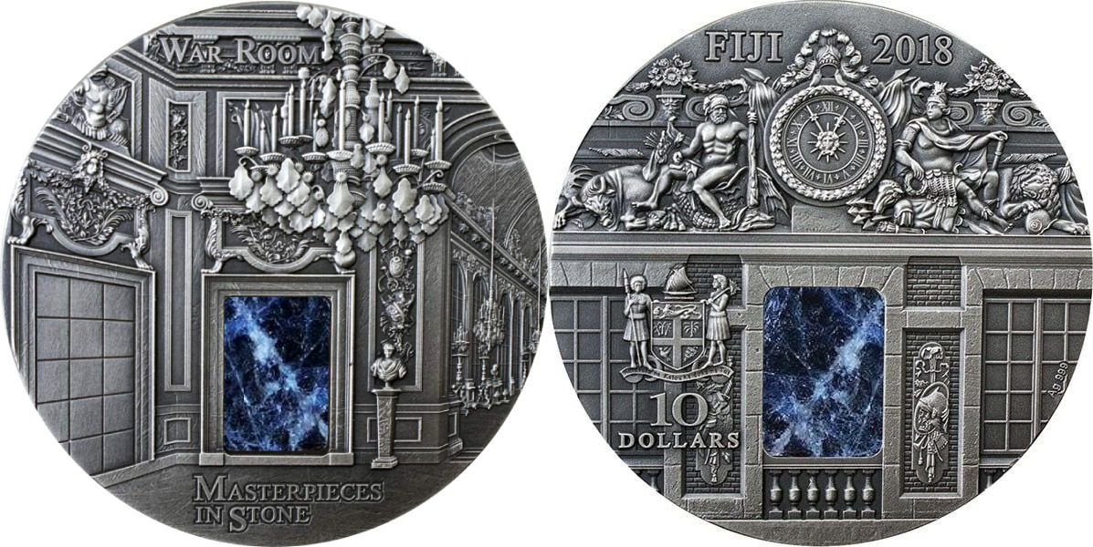 10 dollars War Room Masterpieces in Stone 3 oz Antique finish Silver Coin 10$ Fiji 2018 | MA-Shops