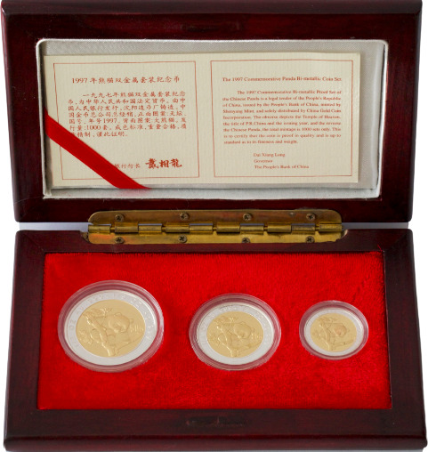 China 10, 25, and 50 Yuan. 1997 People's Republic. Three-piece Bi ...