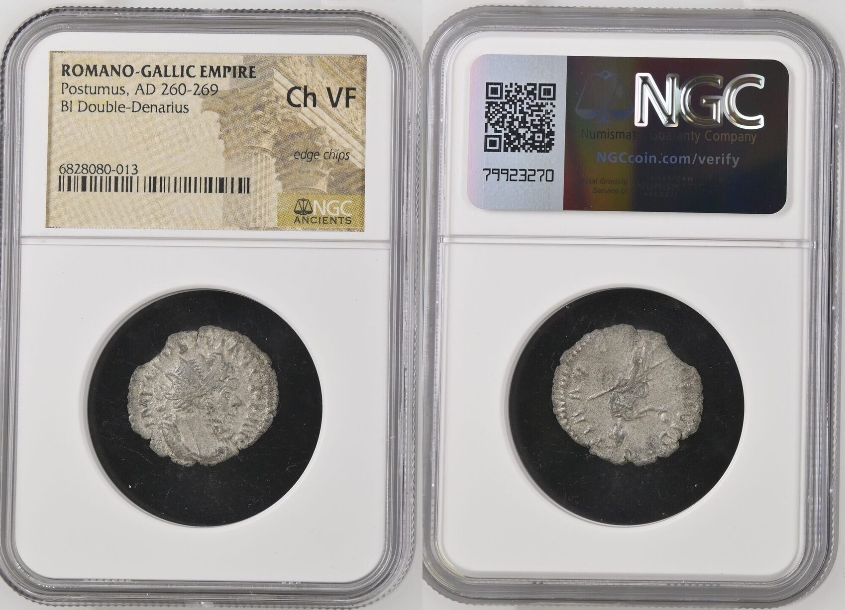 BI Double-Denarius Postumus, AD 260-269 NGC certified Romano-Gallic ...
