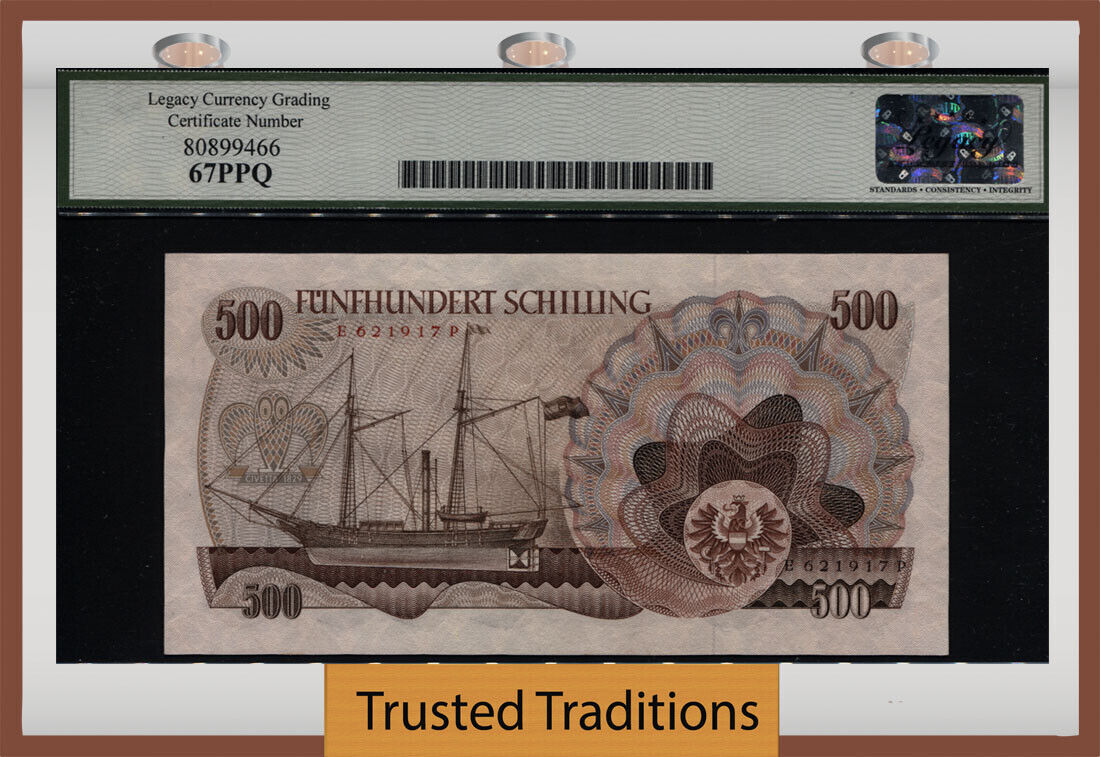 Welt Banknoten 500 SCHILLING 1965 TT PK 139a AUSTRIA NATIONALBANK PMG ...