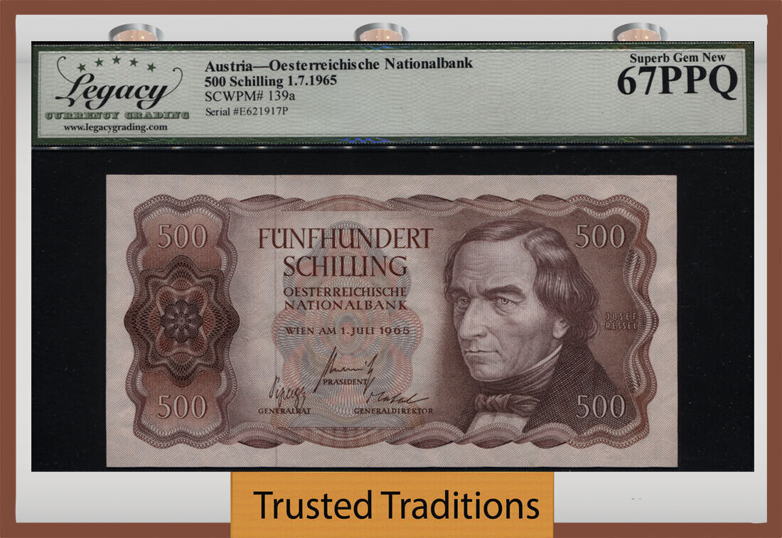 Welt Banknoten 500 SCHILLING 1965 TT PK 139a AUSTRIA NATIONALBANK PMG ...