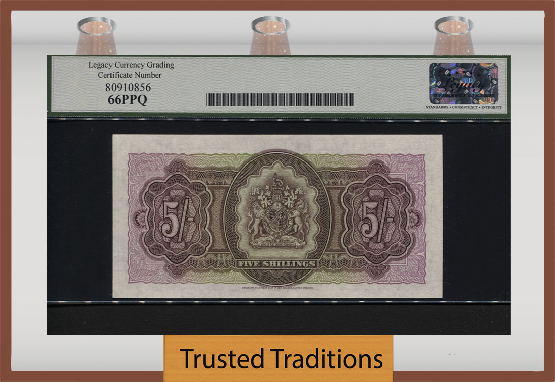 5 SHILLINGS 1957 BERMUDA QUEEN ELIZABETH II LCG 66 PPQ GEM NEW! LOVELY ...