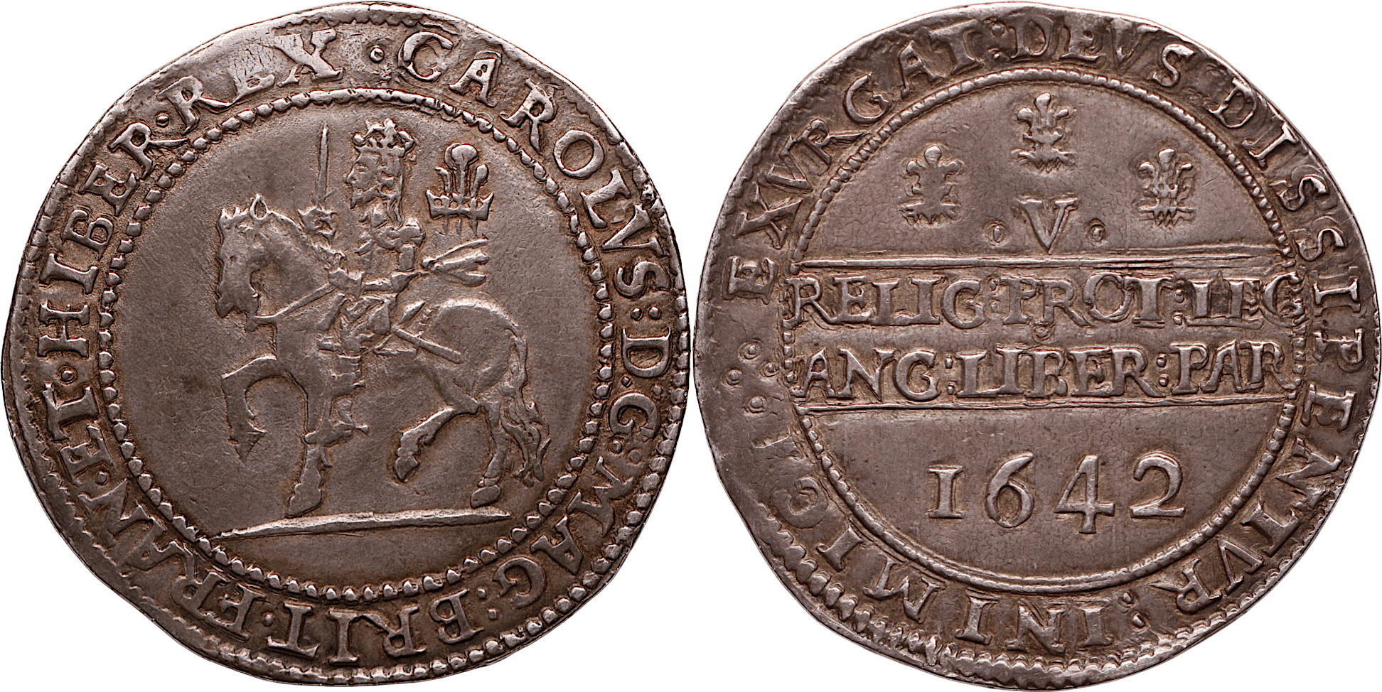 United Kingdom Crown|Hammered Silver 1642 Oxford Crown Charles I NGC ...