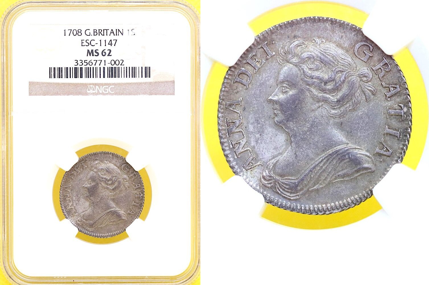 United Kingdom 1708 Shilling NGC MS62 Anne | MA-Shops