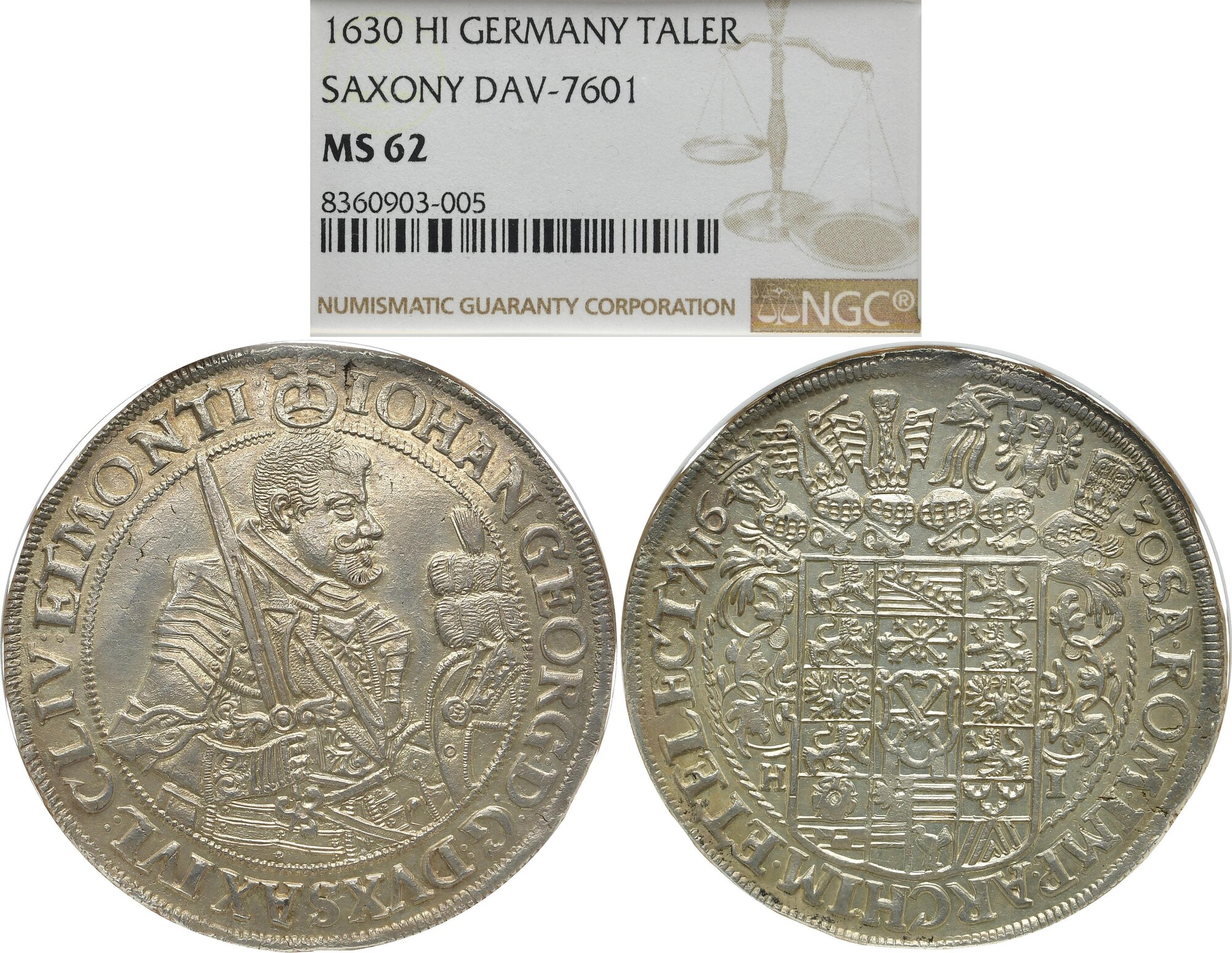Sachsen 1630 HI Johann Georg I., Reichstaler 1630, Dresden. NGC MS 62 ...