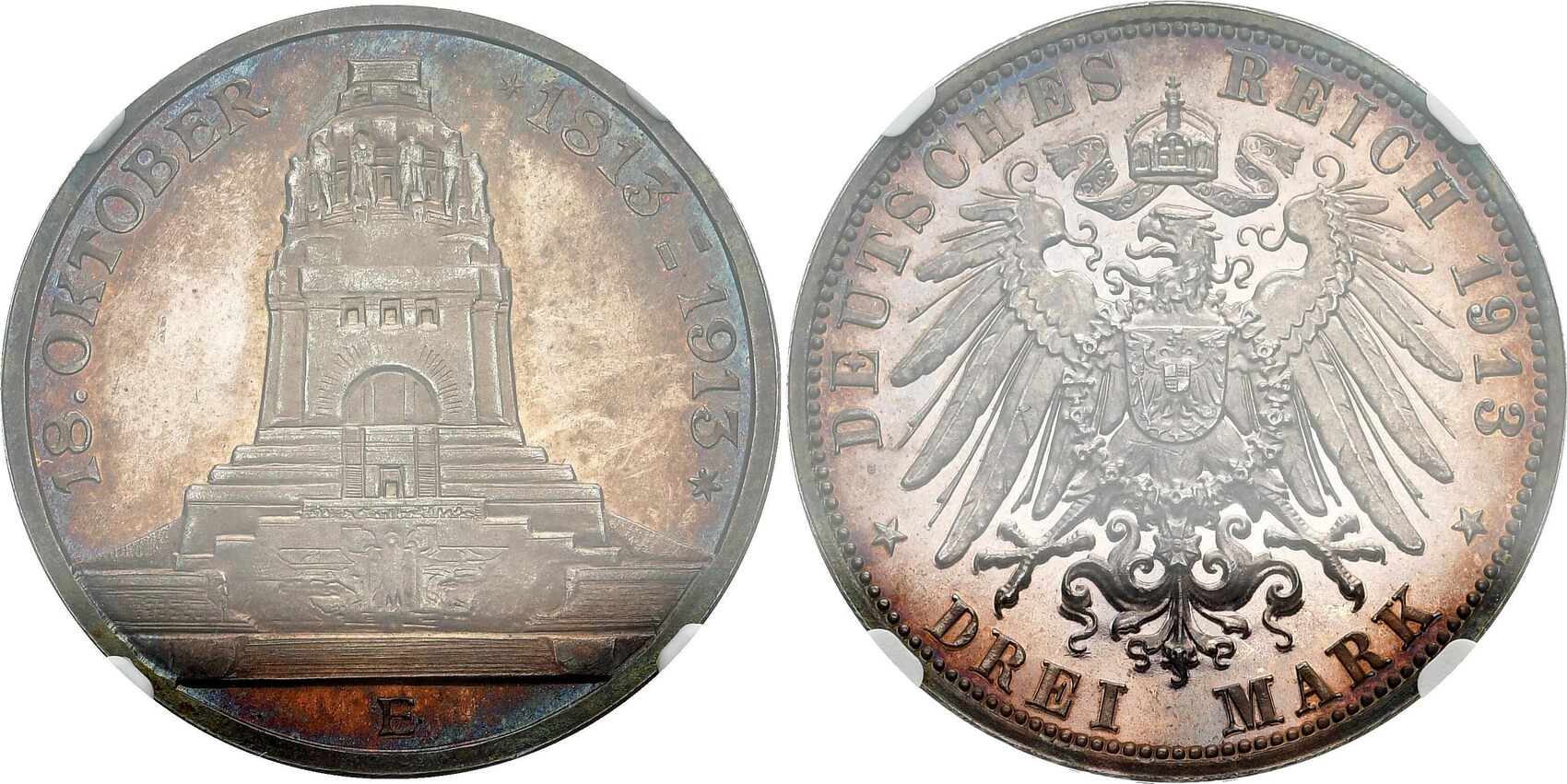 Sachsen. 3 Mark 1913 E Friedrich August III., 1904-1918. NGC PF 64 | MA ...