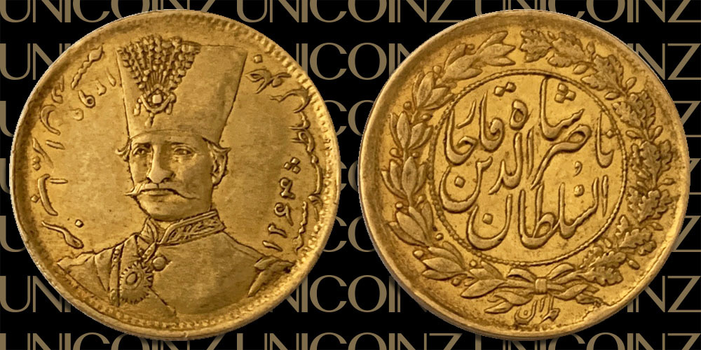1T AH1299 (11882) Naser Aldin Qajar One Toman Gold Coin | MA-Shops