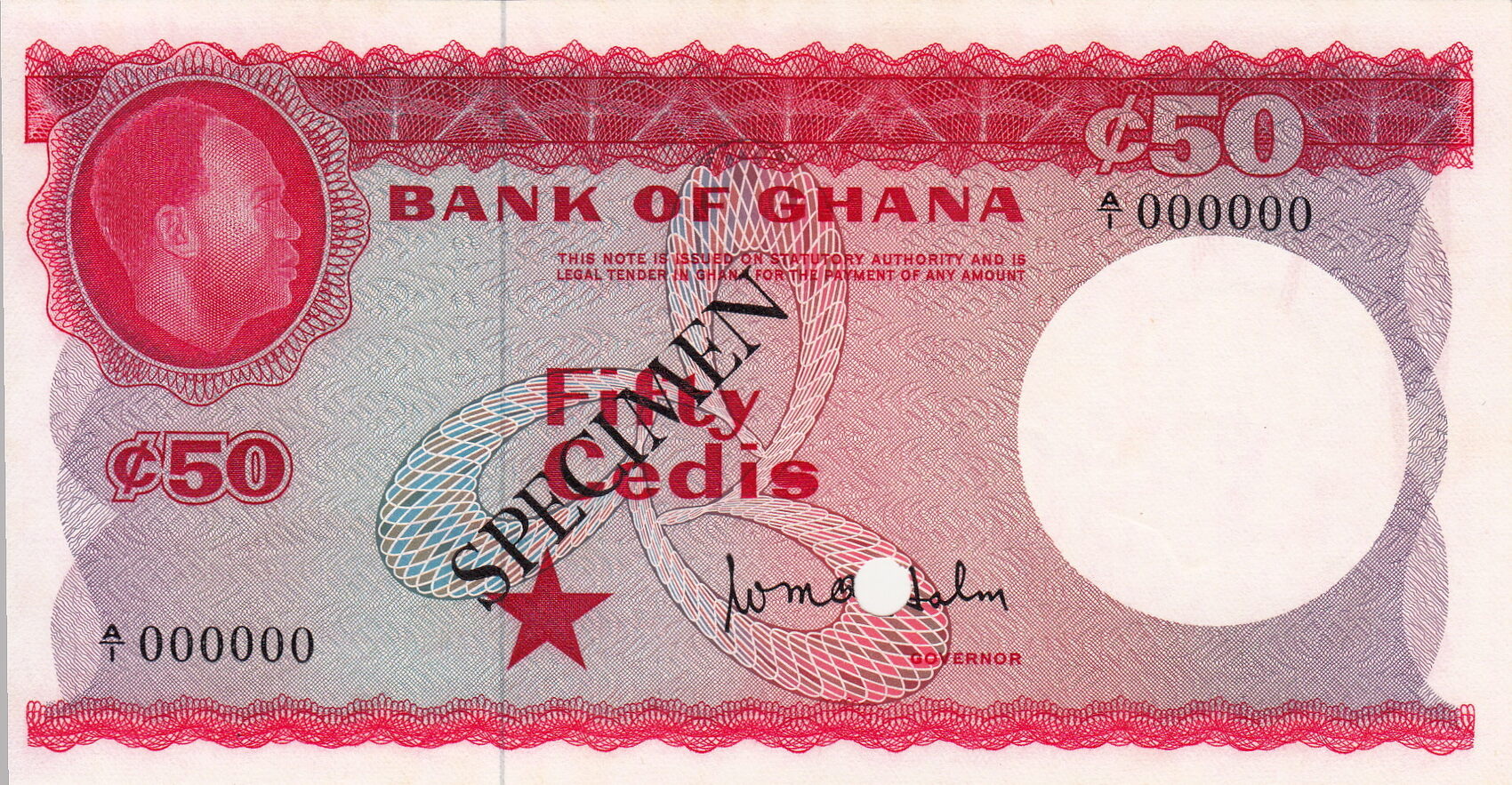 Ghana 50 Cedis SPECIMEN 1965 NKRUHMA P 8s UNC MA Shops ghana-50-cedis-specimen-1965-nkruhma-p-8s-unc-ma-shops